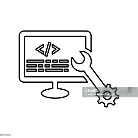 Html Management Coding Line Icon Outline Vector Stock Illustration