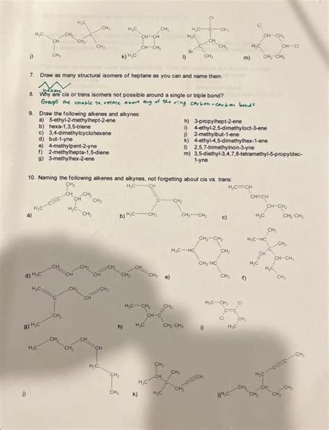Solved 7 Draw As Many Structural Isomers Of Heptane As You