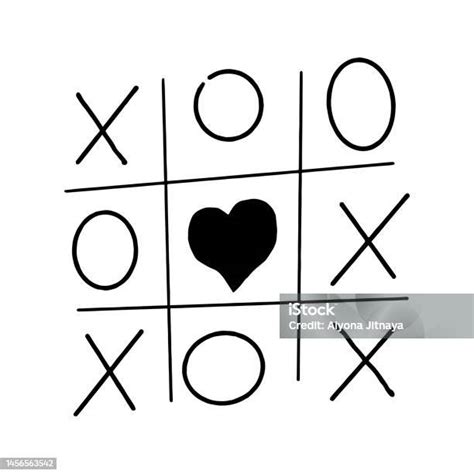 십자가와 원 기호가 있는 틱택 발가락 낙서 게임 흰색 배경에 격리된 귀여운 하트 마크 벡터 그림 개념에 대한 스톡 벡터 아트 및 기타 이미지 Istock