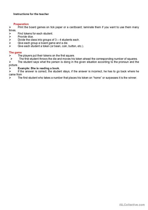 Board Game Present Continuous Gene English ESL Worksheets Pdf Doc