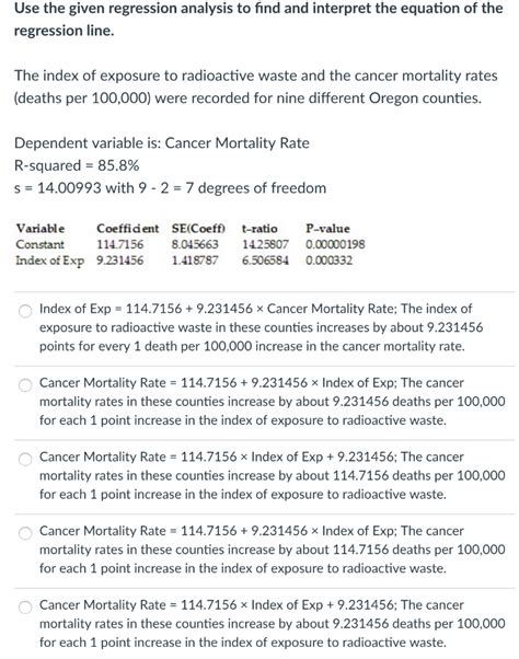 Solved Use The Given Regression Analysis To Find And Chegg