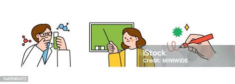 교육 개념 그림입니다 연구하는 사람 칠판 앞에서 선생님 손 쓰기 개념에 대한 스톡 벡터 아트 및 기타 이미지 개념 공부 과학 Istock