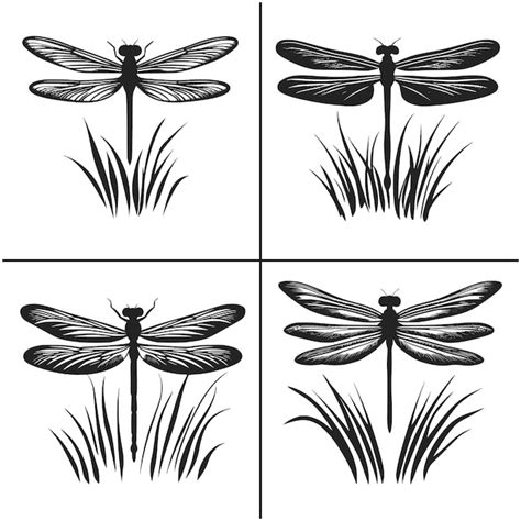 Dragonfly Flowers Svg Silhouette File Premium Ai Generated Vector