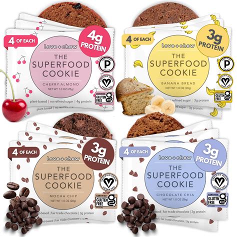 Love Chew Variety Tgf4 Pack Of Minis 16 Count Cookies Vegan Healthy Paleo Non Gmo