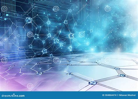 Abstract Data Technology Background With A Network Grid And Particles