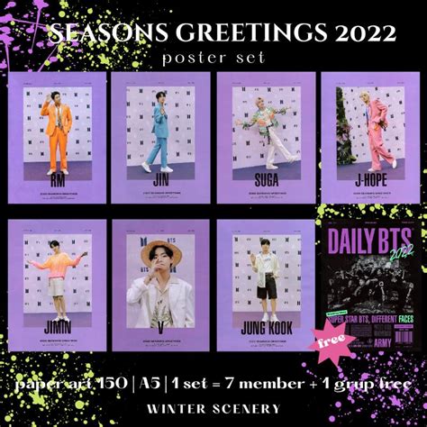 Jual Poster Set Bts Seasons Greetings 2022 Poster A5 Shopee Indonesia