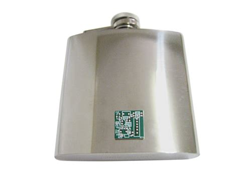 Detailed Computer Circuit Design 6 Oz Stainless Steel Flask Kiola