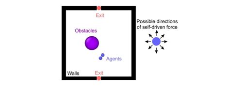 Illustration Of The Particle Dynamics Model Environment Agents Exits