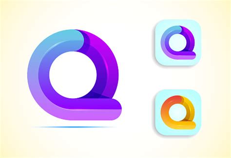추상 종이 접기 문자 Q 로고 디자인 서식 파일입니다 플랫 스타일 응용 프로그램 아이콘입니다 벡터 그림 개체 그룹에 대한 스톡