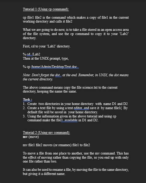 Solved Tutorial 1 Using Cp Command Cp File1 File 2 Is The Chegg