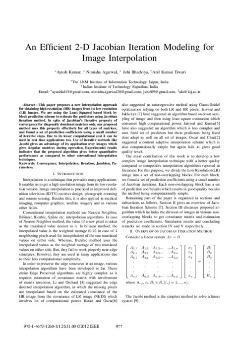 Pdf An Efficient 2 D Jacobian Iteration Modeling For Image Interpolation