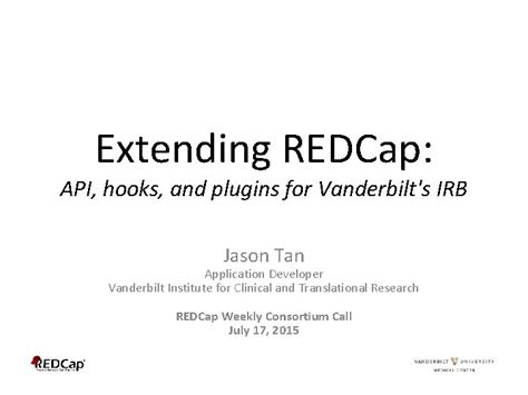 Extending Redcap Api Hooks And Plugins For Vanderbilts