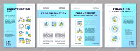 Premium Vector 2d Construction Cost Blue Brochure Template Leaflet Design With Thin Line Icons