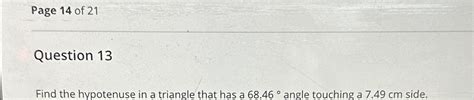 Solved Page Of Question Find The Hypotenuse In A Chegg