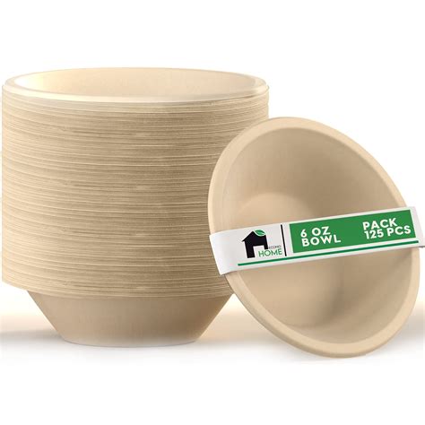 EconoHome 6 Oz Compostable Paper Bowls 125 Pack Eco Conscious