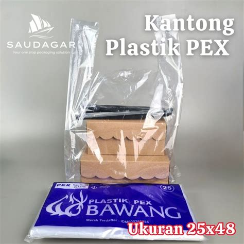 Jual Kantong Plastik Kresek Pe Pex Bening Ukuran 25x48 Merk Bawang