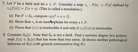 Let F Be A Field And Let Af Consider A Map Chegg