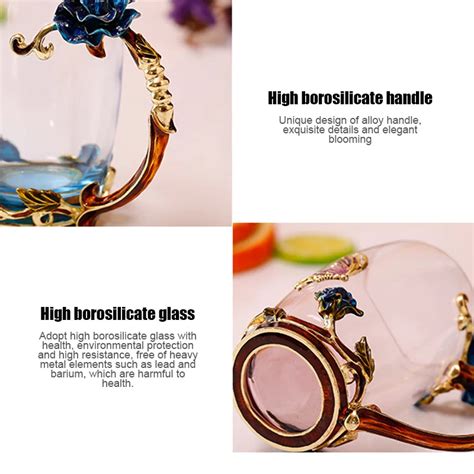 Эмаль кофе чайная чашка кружка 3d Роза бабочка стеклянные чашки свадебный подарок Hg99