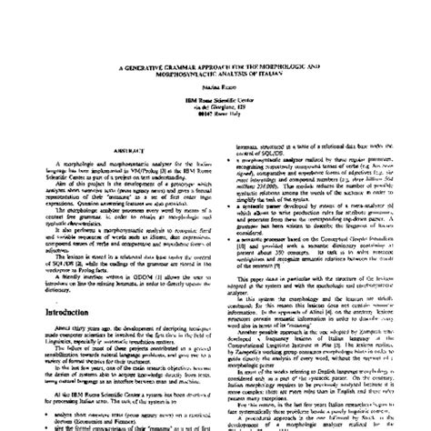 A Generative Grammar Approach For The Morphologic And Morphosyntactic Analysis Of Italian Acl