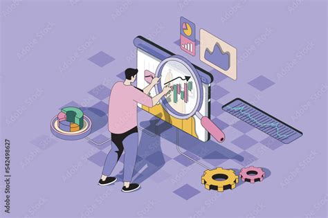 Seo Optimization Web Concept In 3d Isometric Design Man Makes