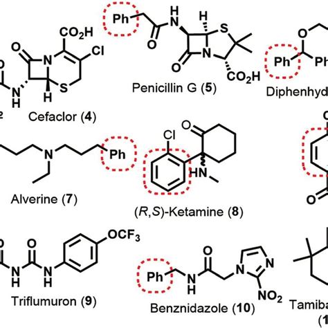 Selected Bioactive Molecule Templates Phenyl Ring Highlighted In Red Download Scientific Diagram