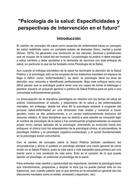 Psicología de la Salud CRISTINA MONTES DE OCA HERNANDEZ uDocz