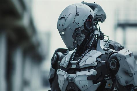 Ai Generated A Robotic Soldier In Advanced Combat Attire With Sleek