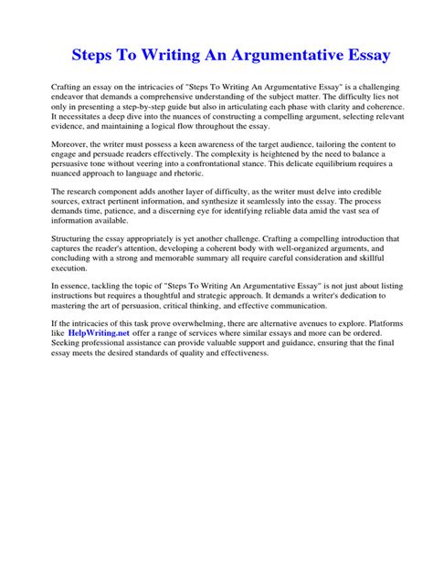 Steps To Writing An Argumentative Essay Download Free Pdf Essays