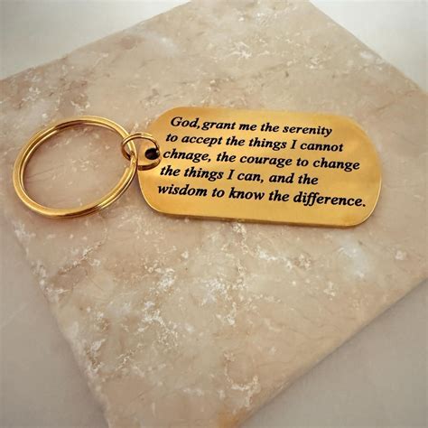 Serenity Prayer Keychain Serenity Prayer Keyring Gold Tone Keychain