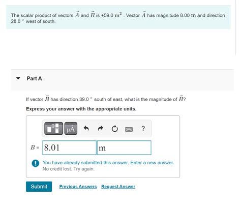 Solved The Scalar Product Of Vectors A And B Is M Chegg