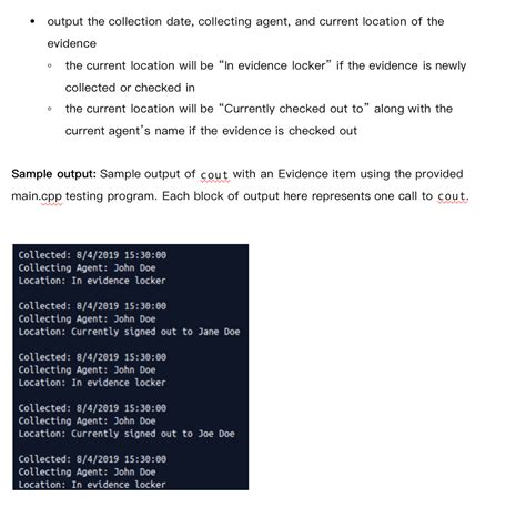 Solved Below For The Evidence Class In The Evidence Cpp Chegg