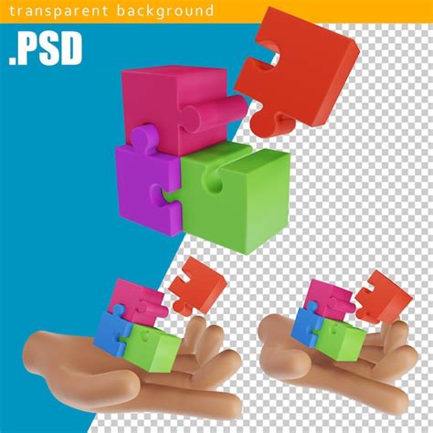 Premium PSD D Jigsaw Puzzle Pieces Problem Solving Business Concept
