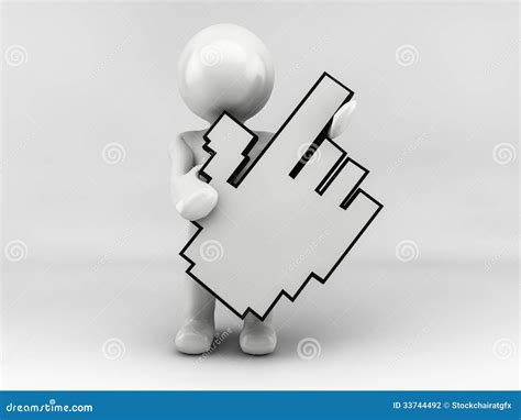 3d Man Character With Cursor Stock Illustration Illustration Of Toon