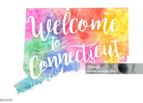 코네티컷 래스터 수채화지도 일러스트에 오신 것을 환영합니다 0명에 대한 스톡 벡터 아트 및 기타 이미지 0명 국가 지리적 지역 국경 Istock
