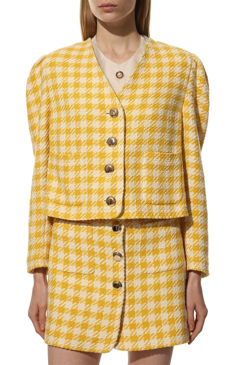 Женский желтый жакет из шерсти и хлопка Miu Miu купить в интернет магазине ЦУМ арт Mh1708 Grv