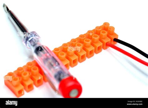 Terminal Block With Fixed Plus And Minus Cables And Screw Driver Stock