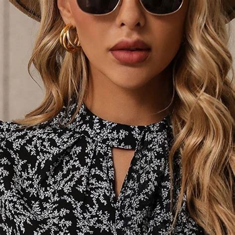 Batwing Sleeve Mock Neck Blouse Elegant Short Sleeve Blouse Temu