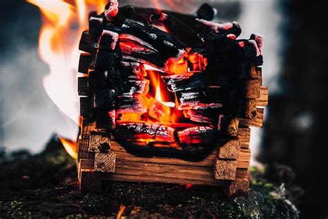 Premium Photo Close Up Of Fire On Log