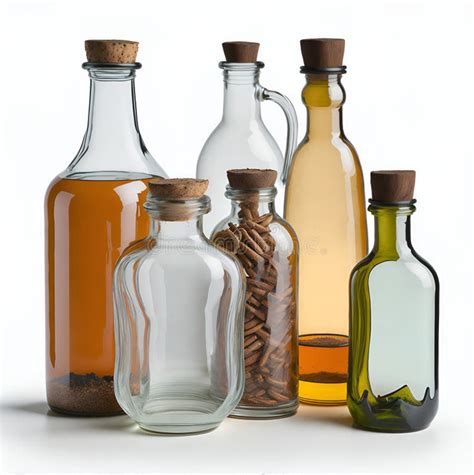 Assorted Glass Bottles With Cork Tops Generative Ai Stock