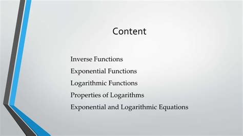 Exponential And Logarithmic Functions PPTX Physics Science