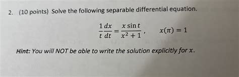 Solved 10 ﻿points ﻿solve The Following Separable