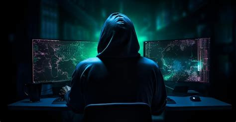 Premium Ai Image Hacker Hacking While Wearing Hoodie