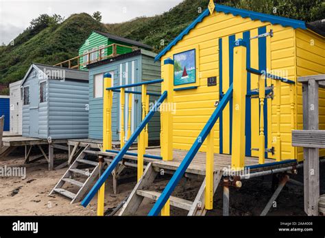 Colourful Beach Huts On The Beach At Nefyn Llŷn Peninsula Gwynedd