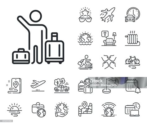 수하물 회수 라인 아이콘입니다 공항 환승 표지판 비행기 제트기 여행 지도 및 수하물 찾는 곳 벡터 가방에 대한 스톡 벡터 아트 및 기타 이미지 Istock