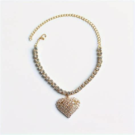 Sexy Heart Shaped Pendant Rhinestone Decor Temu Canada