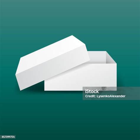 화이트 골 판지 포장 상자입니다 녹색 배경 벡터 일러스트입니다 3차원 형태에 대한 스톡 벡터 아트 및 기타 이미지 3차원 형태 공란 광고 Istock