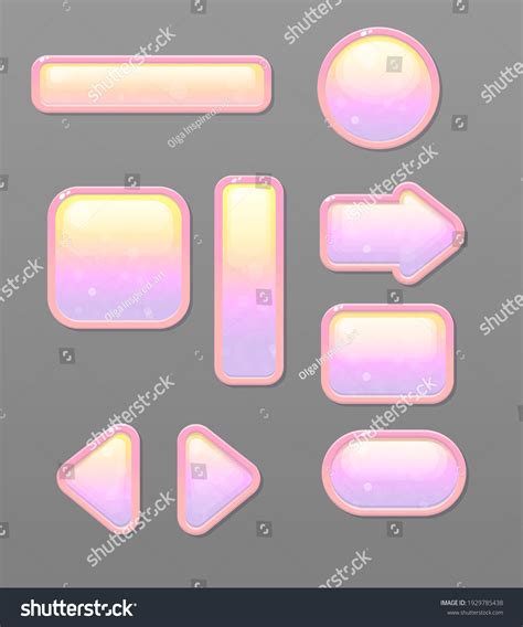 Game Ui Buttons Set Pink Yellow Stock Vector Royalty Free Shutterstock