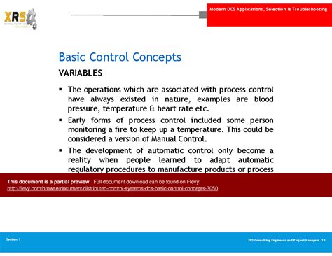 Distributed Control Systems DCS Basic Control Concepts PPT Slide Deck