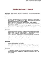 Module 4 Homework Problems Docx Phys 1107 Introductory Physics Online I Module 4 Homework