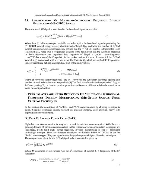 Performance Analsis Of Clipping Technique For Papr Reduction Of Mb Ofdm